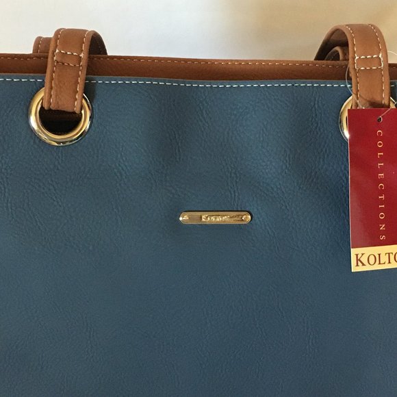 Koltov | Bags | Koltov Abby Top Zip Large Tote Handbag Purse Blue ...